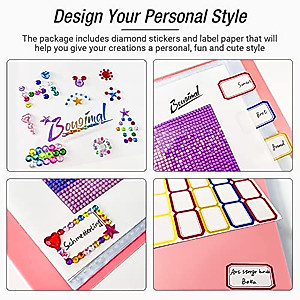 Bougimal Diamond Painting Storage Book, Diamond Painting Accessories with 20 Pocket up to 40 Pics, Diamond Art Accessories and Tools for Artwork Display and Protection, A3 12x16 Inches, Pink