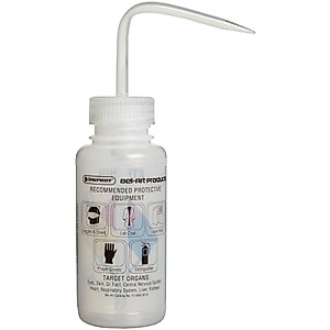 SP Bel-Art Right-to-Know Safety-Vented/Labeled 4-Color Ethanol Wide-Mouth Wash Bottles; 250ml (8oz), Polyethylene w/Natural Polypropylene Cap (Pack of 4) (F11808-0019)