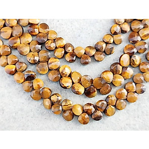 Natural Tiger Eye Gemstone Heart Faceted Beads 5-6mm 7 inch Long String Jewelry Making Gemstone Beads for Necklace Bracelet