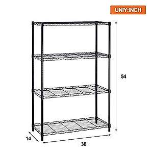 Storage Shelves 4 Tier Wire Shelving Unit Heavy Duty Metal Shelf with Wheels 36" Lx 14" Wx 54" H Adjustable Layer Rack Utility Shelf Garage Shelving Kitchen Shelf Pantry Shelves,1000 LBS, Black