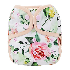 Sigzagor Baby Diaper Cover Nappy One Size 8lbs to 36lbs (Pink Flowers)