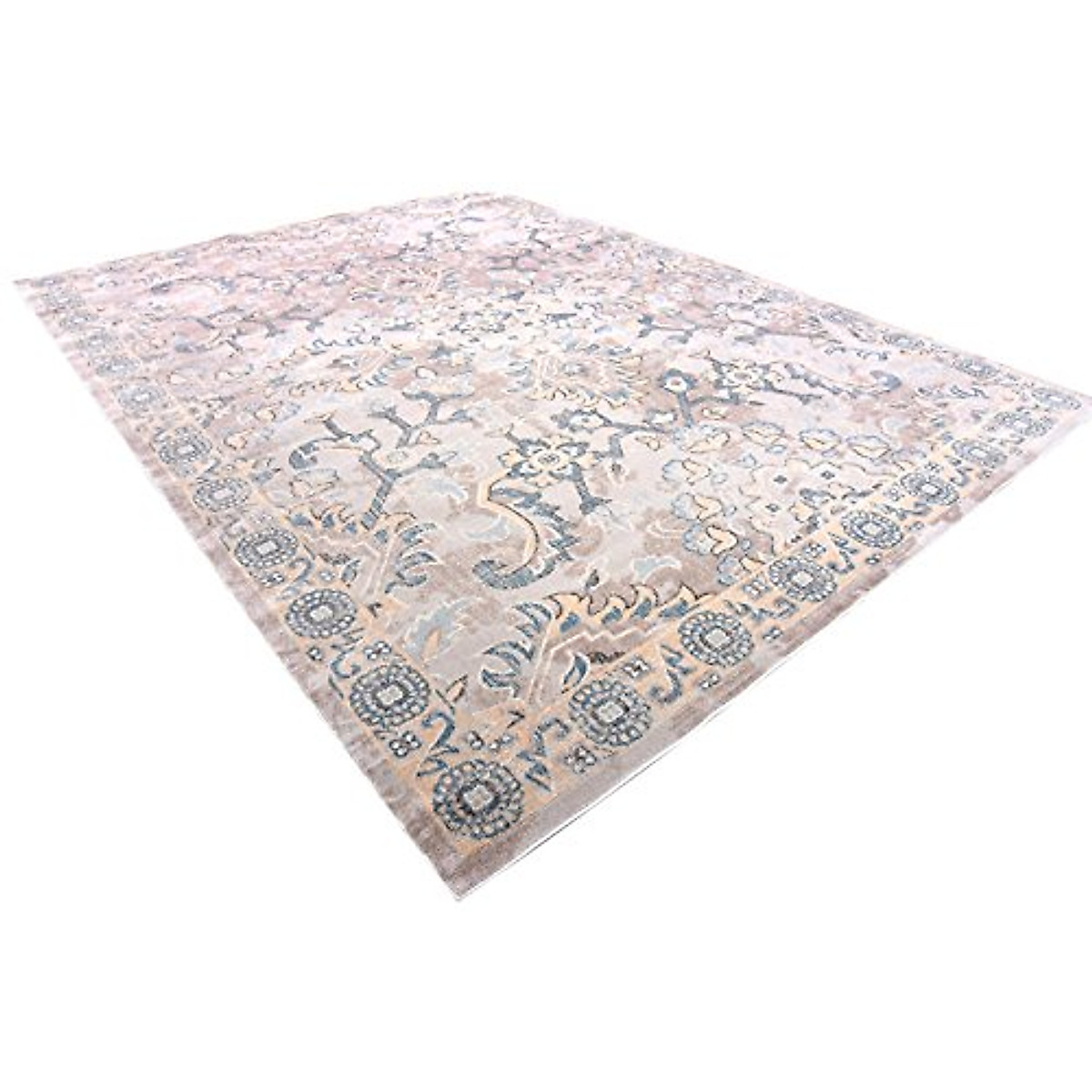 Unique Loom Paris Collection Pastel Tones Traditional Distressed Gray Area Rug (9' 0 x 12' 0)
