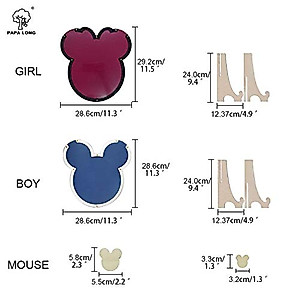 PAPA LONG Woodland Alternative Baby Shower Guest Book for Mickey Mouse Baby Shower or Birthday Party Decorations Including 42pcs Small Wooden Mouse Head Cutouts for Wishes