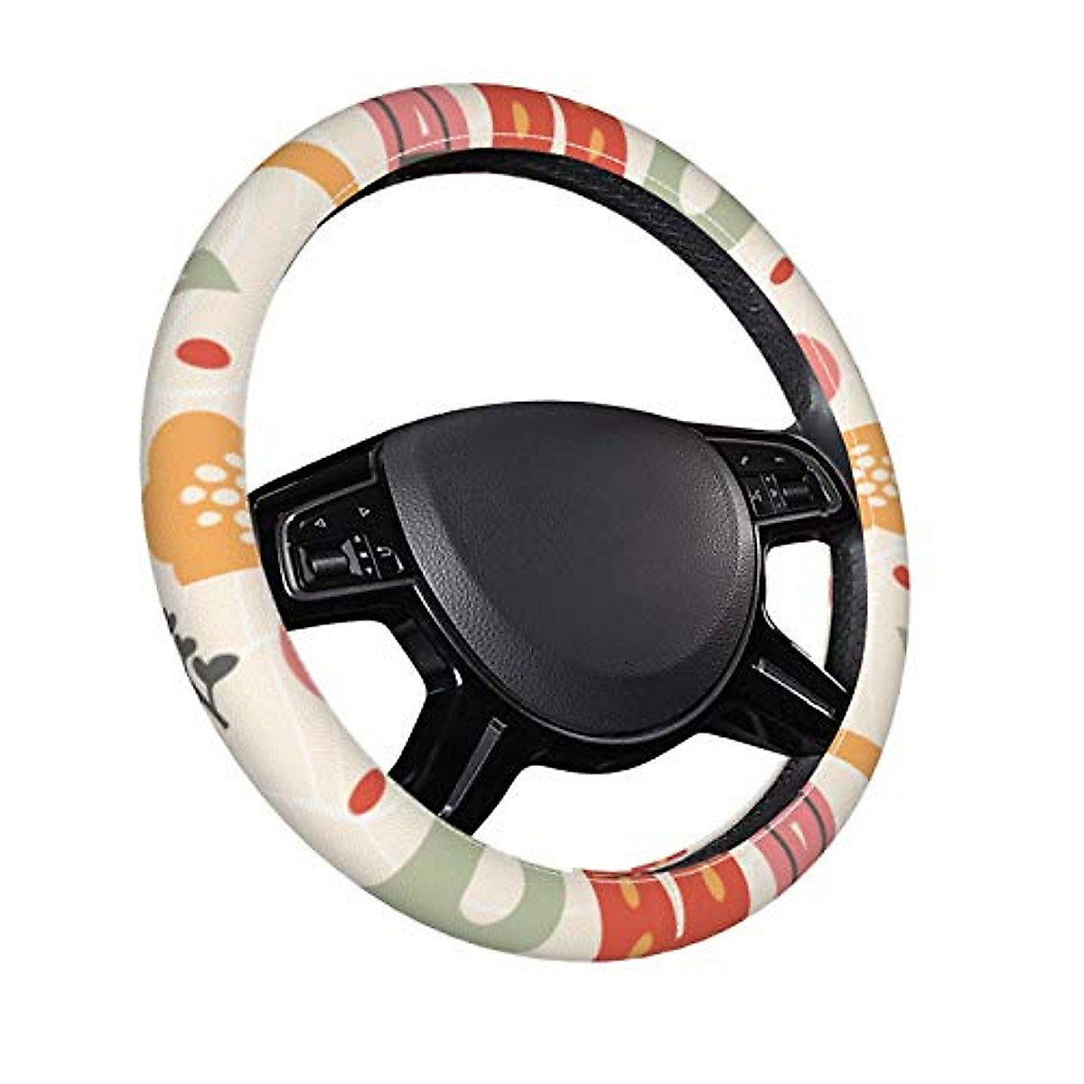 Heart Bright Name Sara Bird Poppy Nature Awesome Flower Steering wheel cover 15 inch leather female girl lady automatic non-slip wheel protector