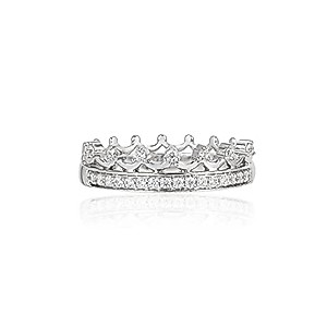 Jewelili Enchanted Disney Fine Jewelry Sterling Silver 1/5 Cttw Majestic Princess Crown Ring, Size 7