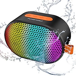ROFALL Bluetooth Speakers with Lights, Portable Wireless Speaker, HD Sound, TWS Dual Pairing, Waterproof, Lightweight Compact Size, Night Light Party Speakers for Holiday, Travel