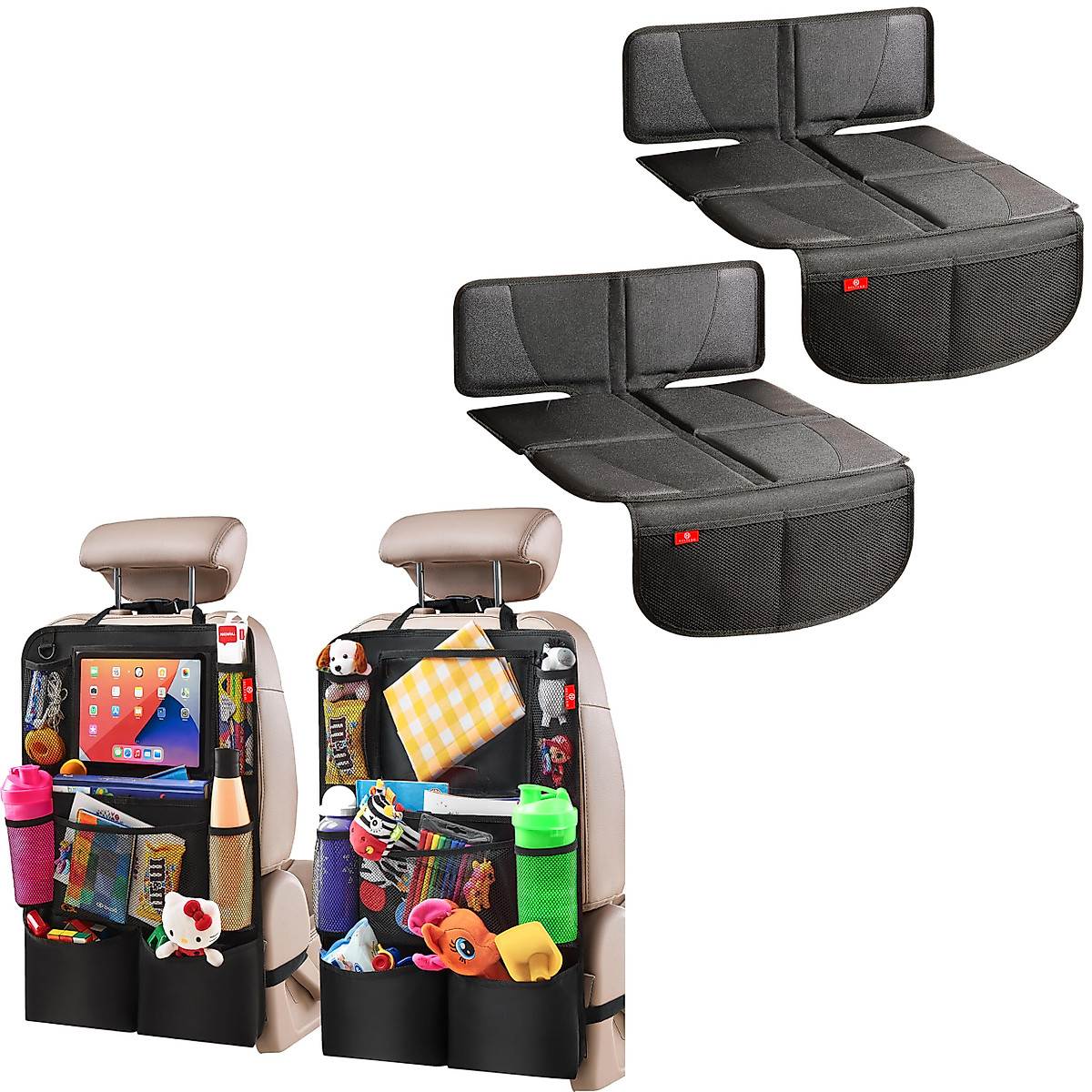Helteko Backseat Car Organizer (Pack of 2) Booster Car Seat Protector (Pack of 2), Black