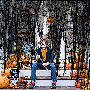 Watayo 500x39 Inch Large Size Halloween Creepy Cloth-Halloween Black Scary Spooky Cloth-Windows Doorways Cover Gauze for Halloween Party Haunted House Decor