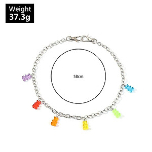 Punk Mushroom Dice Gummy Bear Pendant Pocket Wallet Chain Silver Color Butterfly Dinosaur Jean Pants Belt Chains Hip Hop Thorn Waist Belly Body Chain for Women Jewelry(Bear)