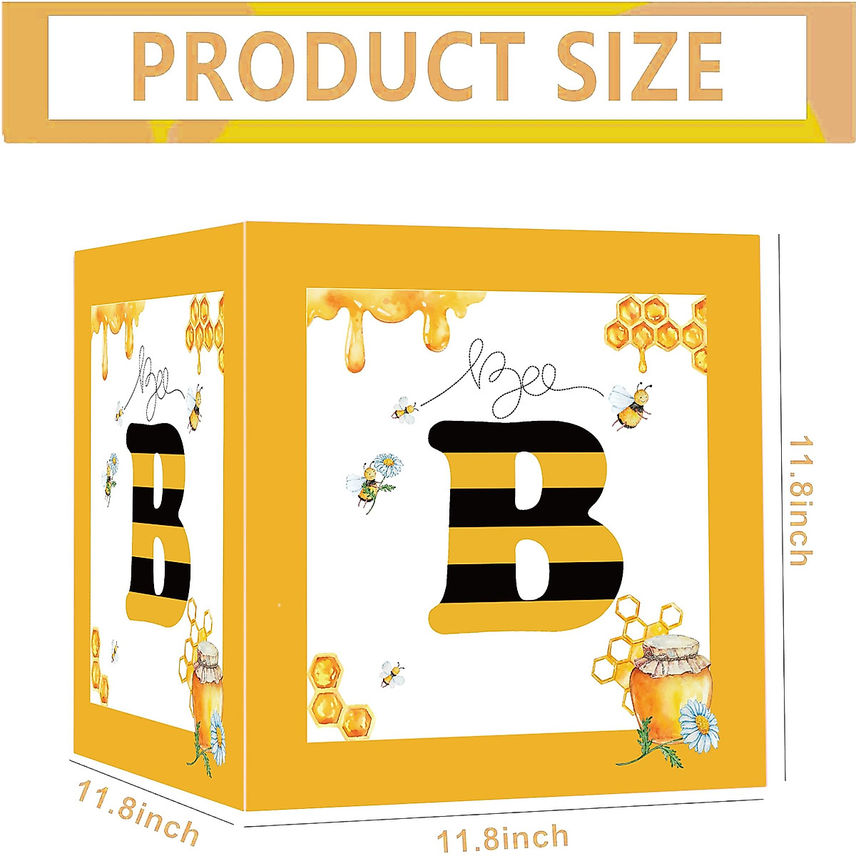 FVABO Bee Baby Shower Balloon Boxes Decorations - 4Pcs What Will It Bee Gender Reveal Decorations Balloon Box, Honey Bumble Bee Theme Party Balloon Boxes Backdrop Block Party Supplies