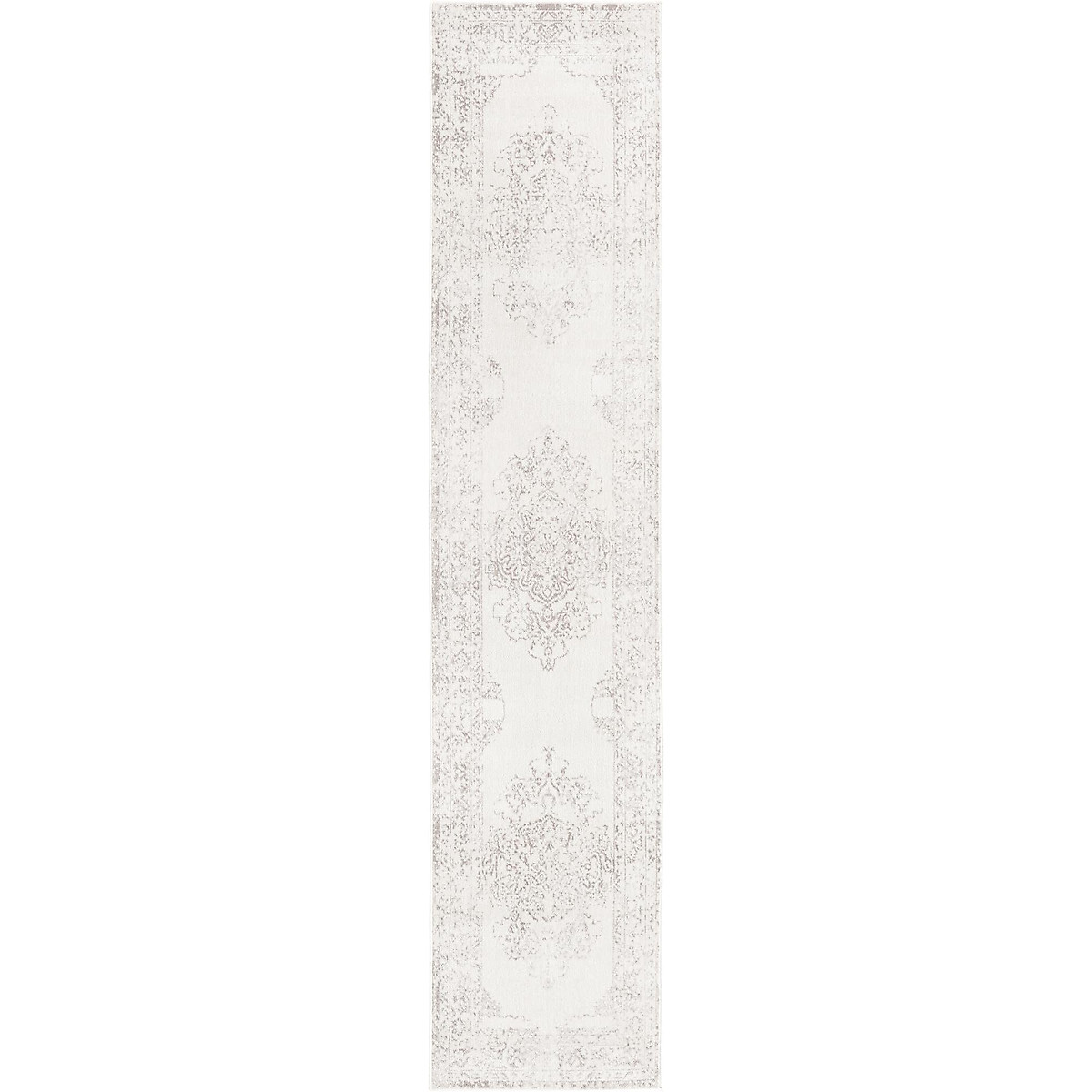 Rugs.com Oxford Collection Rug – 2' 7 x 12' Runner Ivory Low Rug Perfect for Hallways, Entryways