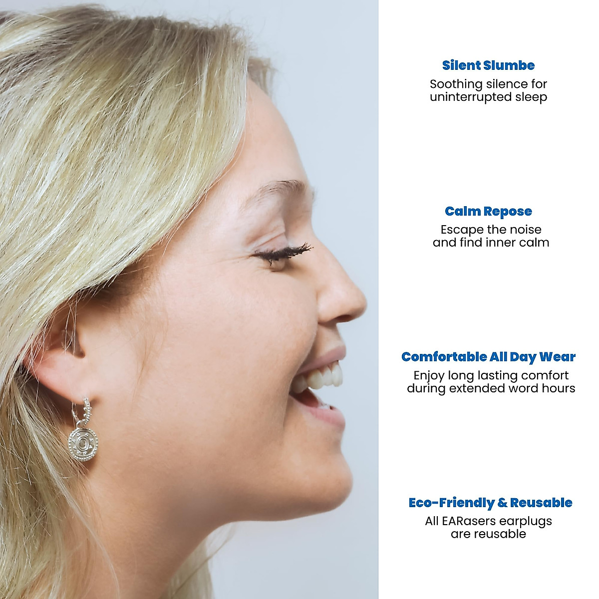 EARasers Noise Cancelling Earplugs - Reusable Soft Silicone Noise Reduction Peace And Quiet Ear plugs For Concerts, Musicians, Djs, Drummers, Motorcycles, Dentists, Work – 36dB Peak Reduction (Medium)