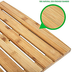 Mind Reader Bali Collection, Luxury Bamboo Shower Bath Mat, 25.2"L x 15.75"W x 0.67"H, Brown