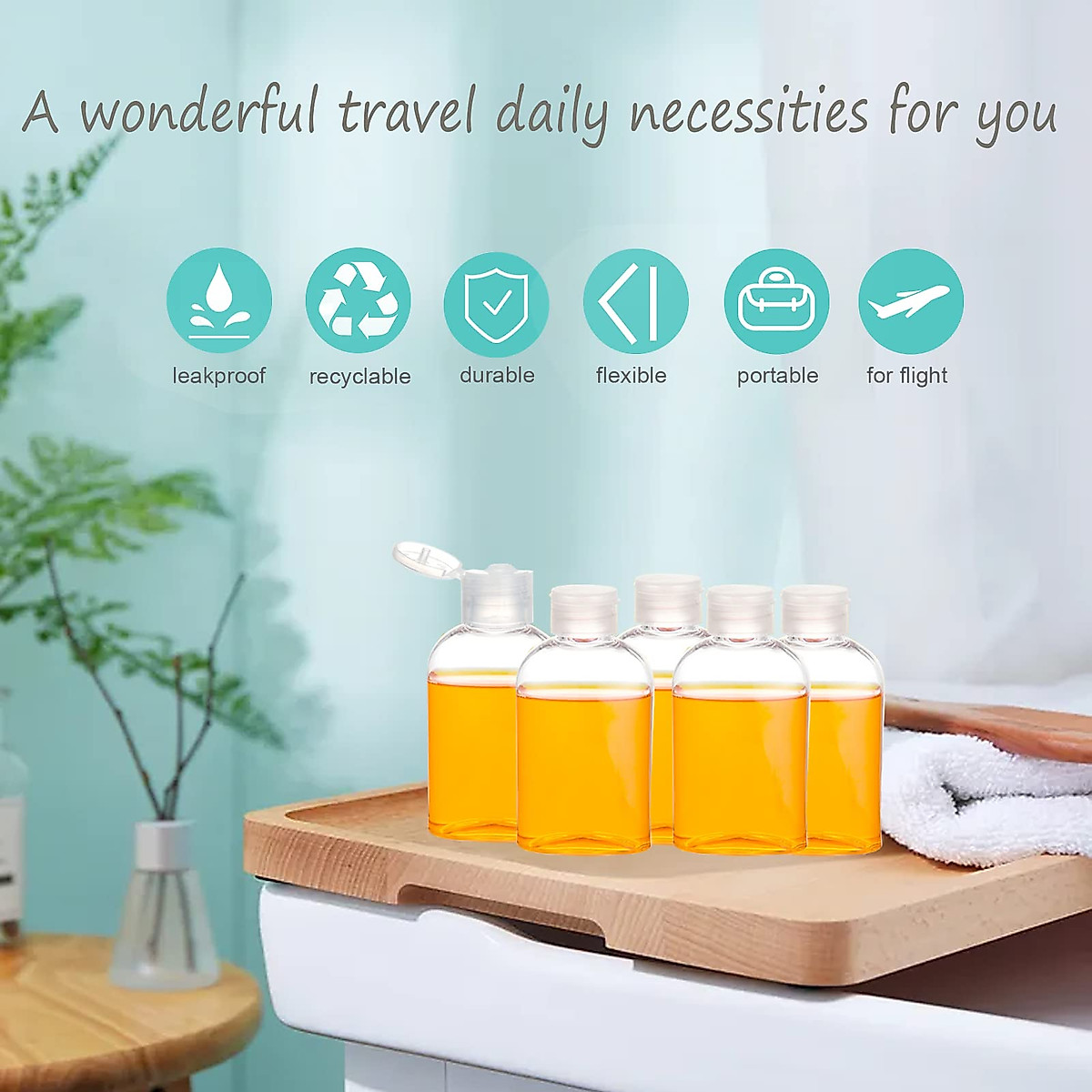 Kitchen GIMS Plastic Travel Bottles 3.4oz/100ml TSA Approved Travel Bottles Empty Squeeze Bottles with Flip Cap Travel Size Bottles for Shampoo Conditioner & Cosmetics (5 Pack)