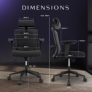 Travel Trove - Ergonomic Office Chair with Headrest - Reclining Office Chair - Ergonomic Desk Chair - Ergonomic Chairs for Home Office - Ergonomic Mesh Office Chair - Office Chair Ergonomic