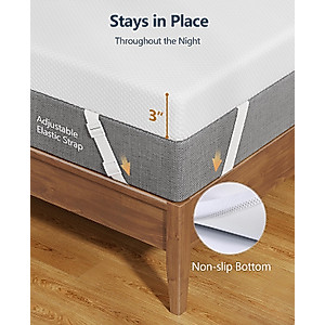 3 Inch Gel Memory Foam Mattress Topper Queen, Cooling Mattress Topper, Body Support & Pressure Relief, with Removable Soft Cover, CertiPUR-US Certified