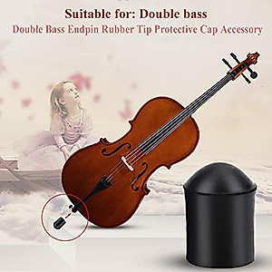 Vbestlife Double Bass Endpin Rubber Tip Stopper, Set of 2 Upright Bass Parts Replacement Rubber Tip for Double Bass End Pin Protector Black
