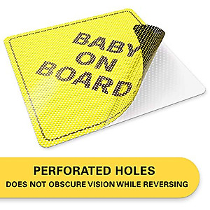 ASSURED SIGNS Baby On Board Sticker Sign - Essential for Cars - 2 Pack, 5" by 5" - Bright Yellow and SEE-THROUGH when Reversing - Best Safety Signs - Non-Magnetic Sticker - Durable and Strong Adhesive