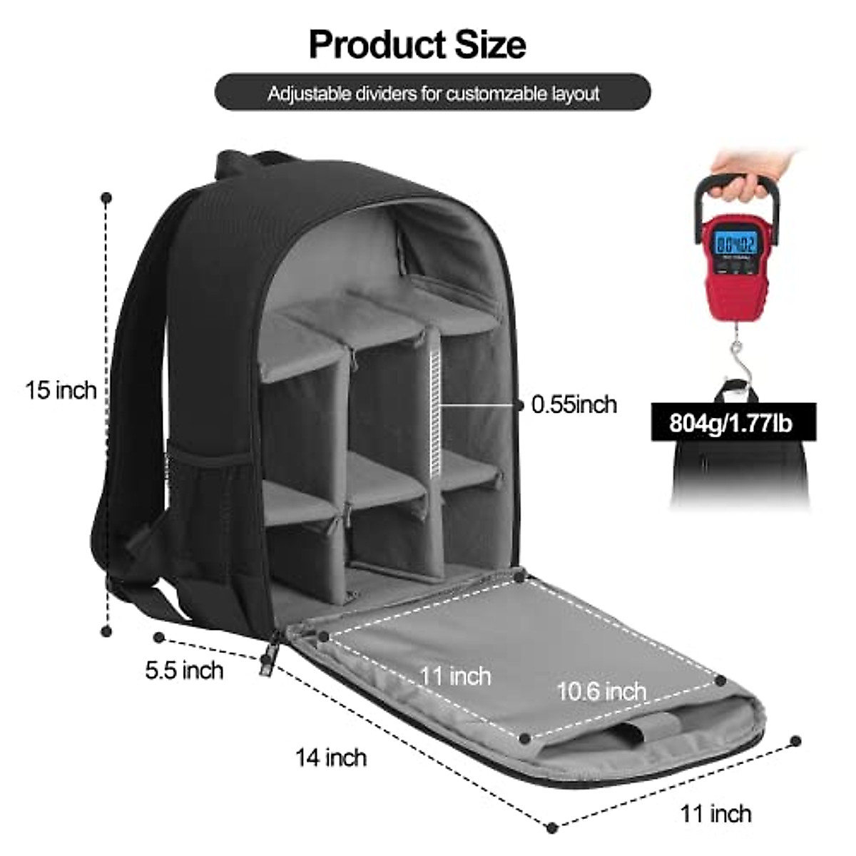 EMART Camera Backpack with Removable Padded Dividers and Rain Cover, Camera Bag for SLR DSLR Mirrorless, Waterproof Camera cases for Sony Canon Nikon, Tripod, 13" Laptop (Only Camera Backpack)