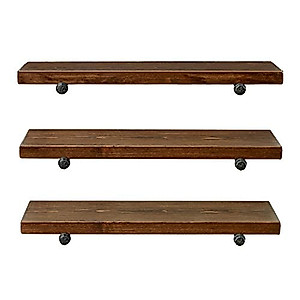 Mark One Home Goods 3 Tier Wood Shelves with Black Pipe Brackets (Dark Walnut, 3 Tier)