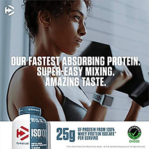 Dymatize ISO100 Hydrolyzed Protein Powder, 100% Whey Isolate, 25g of Protein, 5.5g BCAAs, Gluten Free, Fast Absorbing, Easy Digesting, Cocoa Pebbles, 5 Pound (Pack of 1)