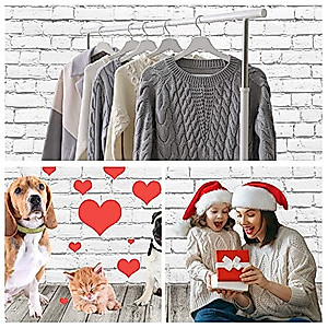 GiuMsi Polyester 5x7.7FT White Brick Wall with Wooden Floor Photography Backdrop with 3 Hooks for Baby Shower Newborn Portrait Photo Background Shoot Props