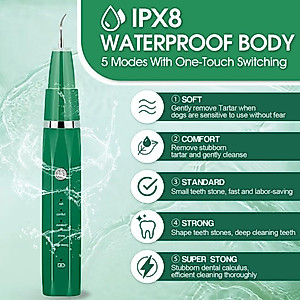 ofikpaloe Dog Teeth Cleaning Kit with Pet Oral Spray, Dog Dental Care-Plaque Remover for Teeth, Cleans and Relieves Tooth Sensitivity, Universal for Dogs & Cats, Dark Green