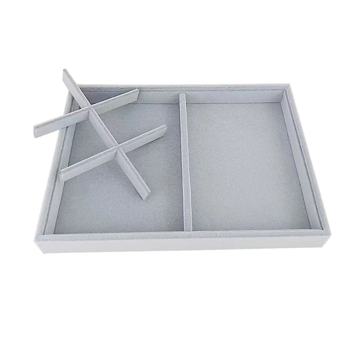 Svea Display Grey Velvet Stackable Organizer Premium Quality Stackable Tray (6 Grid Flat)