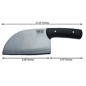 GCS Hand forged Full Tang Knife Meat Cleaver Butcher Knife Vegetable Cleaver Chef Knife High Carbon D2 Tool Steel Sharp Cleaver Knife with Leather Sheath GCS 301