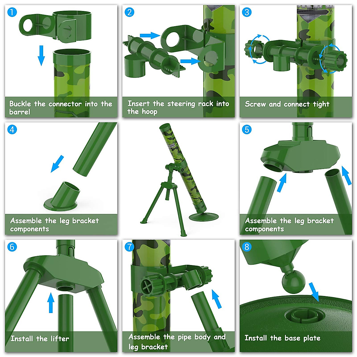 ABCaptain Mortar Launcher Military Blaster Toys Playset Soft Foam Rockets Missile Shooting Game for Kids Boys Girls & Adults