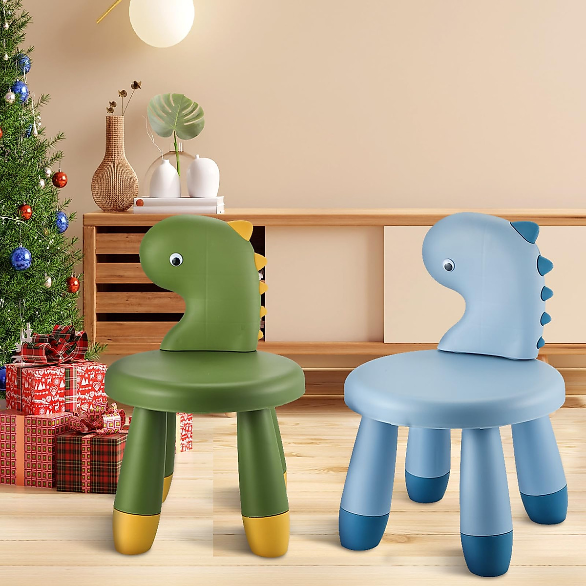 Yuntau 2 Pcs Plastic Dino Chair Sturdy Dinosaur Chairs Lightweight Activity Chairs Ergonomic Design Anti Slip Step Stool for Indoor Outdoor