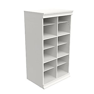 ClosetMaid Modular Storage Shelf Unit with 12 Shelves, Wood Closet Organizer Adjustable, Dividers, Stacking, Full Backer, Decorative Trim, White