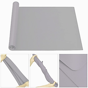 Tsshmhwl 27.6" x 19.8" Large Silicone Kitchen Counter Mat, Placemat Non-Slip Heat Resistant Mat, Air fryer，Oven Microwave, Cutting Board, Coffee Maker, 1MM Thick Countertop Protector (grey)…