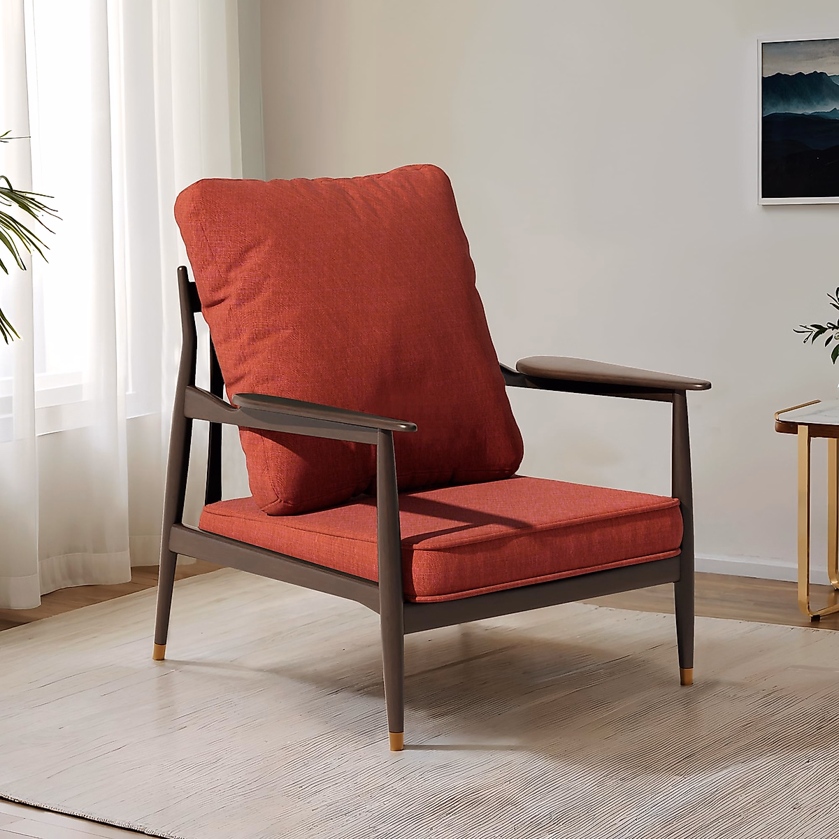 PATIOHIT Outdoor Chair Cushions Waterproof Indoor Furniture Seat Cushions Patio Cushions for Sofa Couch Outdoor Furniture with Removable Cover Deep Seat & Back Cushion (22 x 21 Inch, Chili)