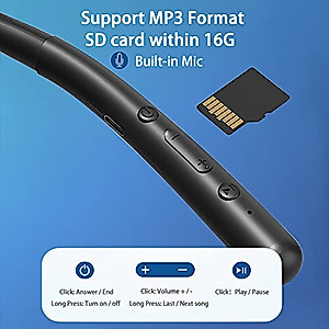 yi-shaney Bluetooth 5.0 Wireless Neckband Headphones with 20 H Playtime, Built-in Mic Lightweight Magnetic Earbuds, Crystal-Clear Voice and Noise Cancelling Headset Sweatproof (Black)