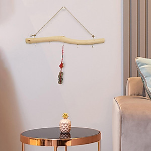 Fenteer 39cm Driftwood Branch Hook Wall Hanging Decor Easy to Use Solid Wood Wooden Hook Wall Mount Branch Hanger Rack for Headphone Key Hat, Bend