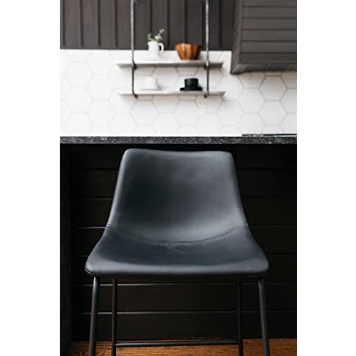 Signature Design by Ashley Centiar 24" Counter Height Modern Bucket Barstool, 2 Count, Black