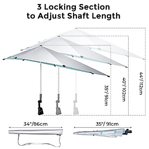 G4Free 2 Pack Height Adjustable Chair Umbrella with Universal Clamp for Beach Chair, Golf Cart, Wheelchair, Stroller, Wagon (Lake Blue & Deep Blue)