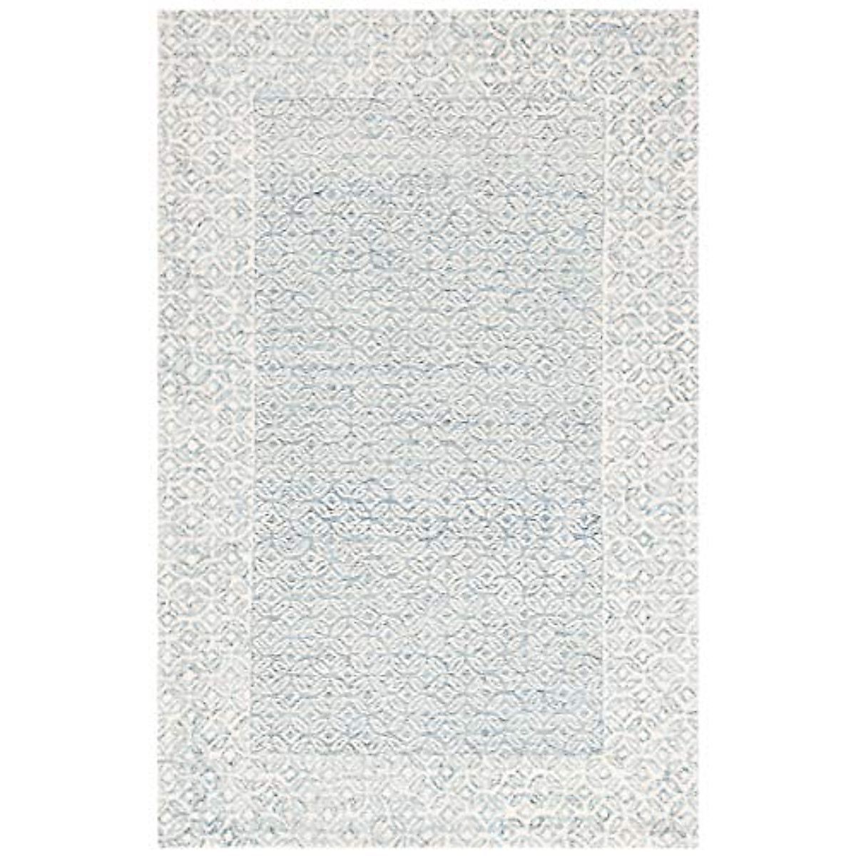 SAFAVIEH Abstract Collection Accent Rug - 2'3" x 4', Blue & Ivory, Handmade Wool, Ideal for High Traffic Areas in Entryway, Living Room, Bedroom (ABT342N)