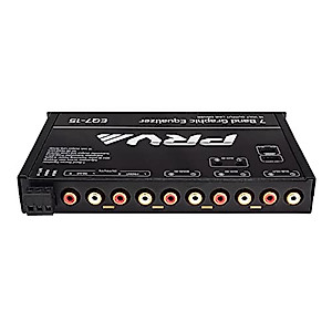 PRV AUDIO EQ7-15 7 Band Graphic Equalizer 15 Volt RCA Line-Level Output with Fader and Subwoofer Level Control for Car Audio