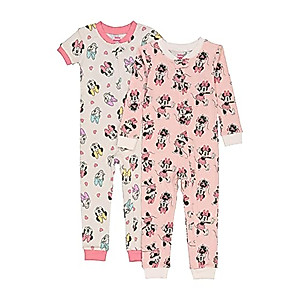 Disney Unisex Kids' Minnie Mouse 2-Pack Footless Snug-Fit Cotton Onesie Pajamas, MINNIE & FRIENDS, 4T