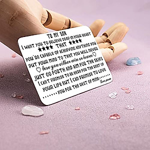 Engraved Wallet Card Insert for Son from MomEngraved Wallet Card Inserts with Inspirational Quotes, Christmas, Birthday, Graduation, Gift Ideas Inspirational Birthday Gifts for Son (Black)