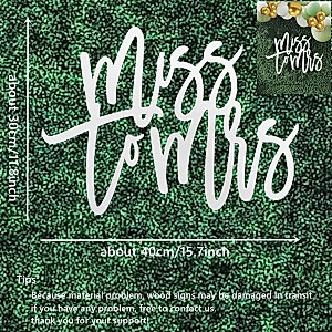 White Miss to Mrs Sign Wood Party Banner for Bridal Shower Decor, Bachelorette Party Backdrop, Engagement, Wedding, Couples, Greenery Hedge Wall, Photo Backdrop