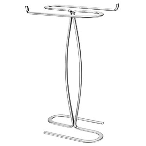 mDesign Decorative Modern Metal Fingertip, Hand Towel Holder Stand - for Bathroom Vanity Countertops to Display and Store Small Guest Towels - 2-Sided, 14" High, 2 Pack - Chrome