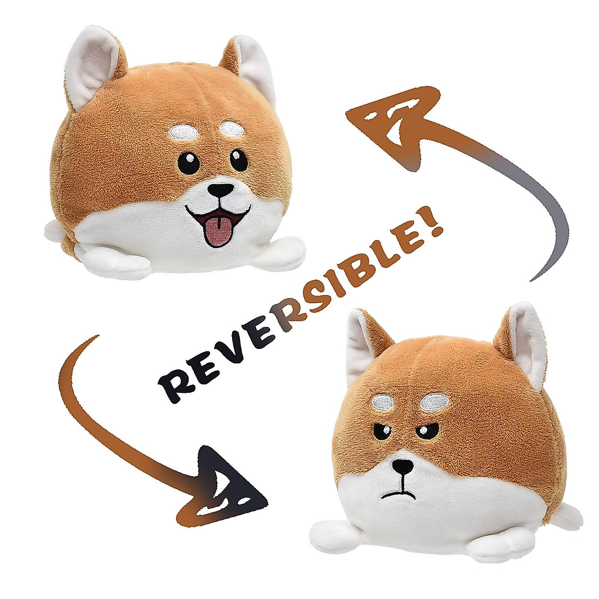 pohthe Reversible Plushie Corgi Dog Stuffed Animal Reversible Mood Shiba Inu Plush Double-Sided Flip Show Your Mood !