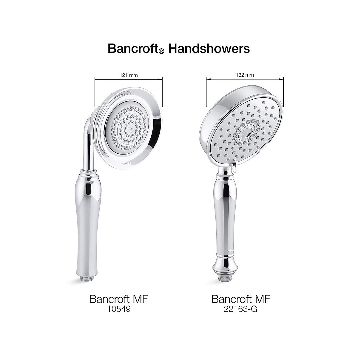 KOHLER 22163-BN Bancroft Multi-Function Handshower, Handheld Showerhead with 3 Spray Settings, 2.5 GPM, Vibrant Brushed Nickel