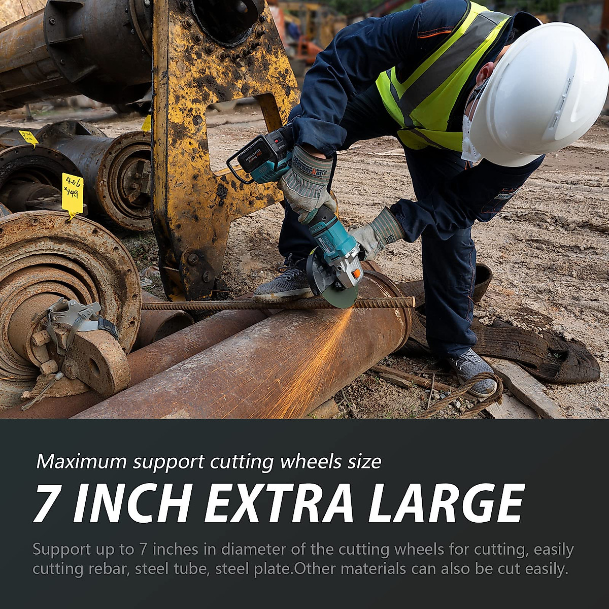 Berserker 36V Cordless 7" Brushless Power Angle Grinder Tool, 2 * 4.0Ah Li-Ion Battery Operated and Charger, Electric Paddle Switch Handheld Heavy Duty Cut-Off Grinder for Metal Wood Cutting/Grinding