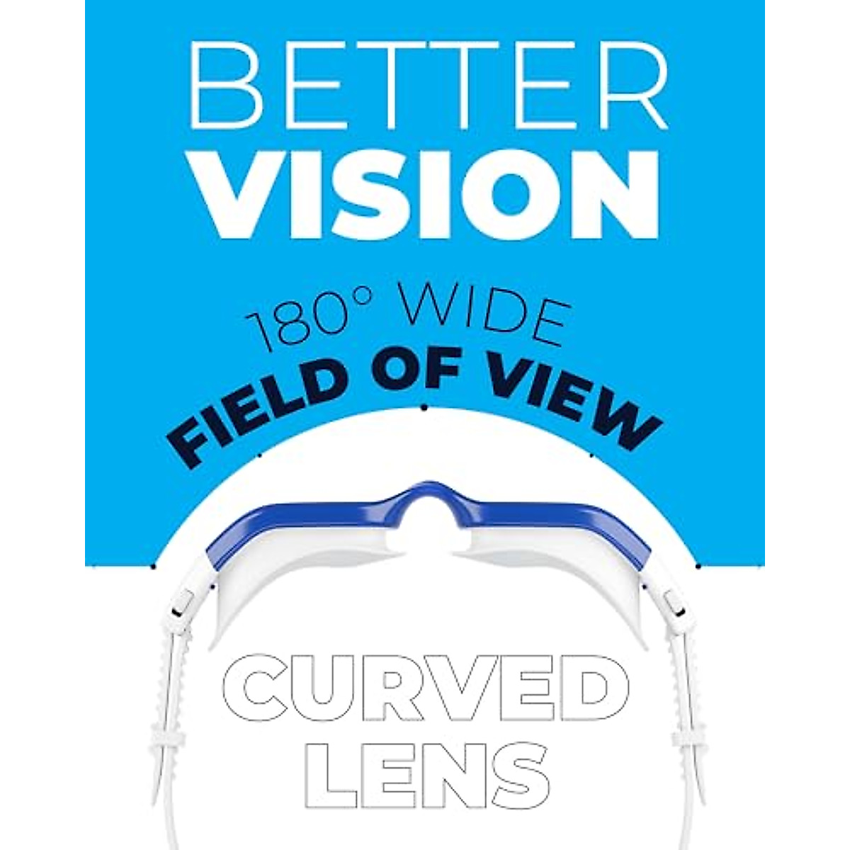 AqtivAqua Swimming Goggles Swim Goggles for Adults Men Women Kids Youth Girls Boys Children DX (Clear-Lenses Blue/Black-Frame)