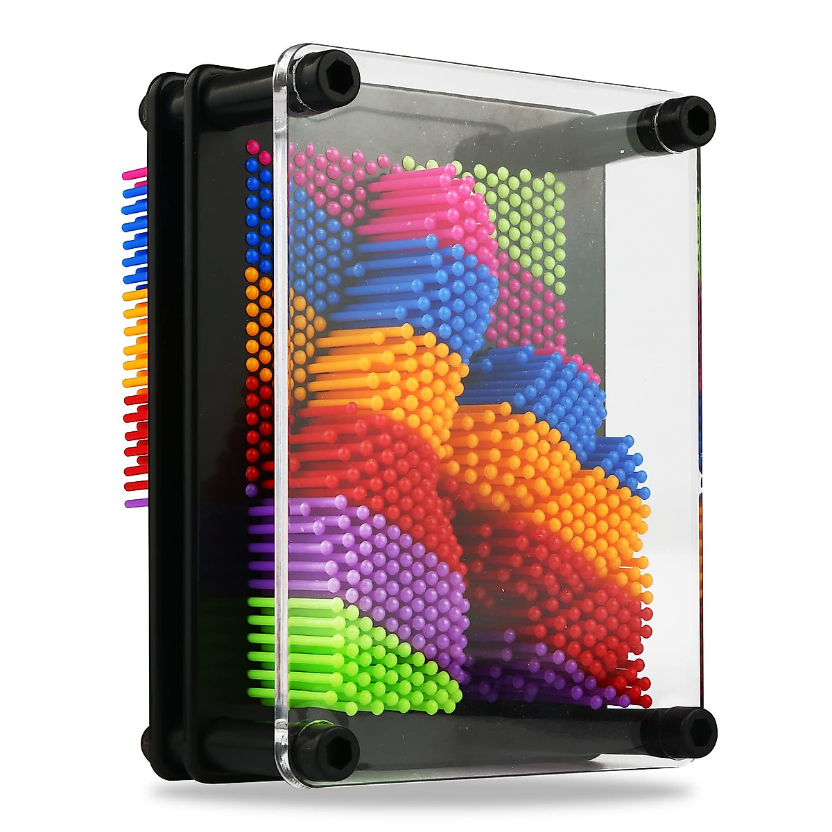 LXS 3D Pin Art Board Toy, Colourful Plasic Board Size(3.75 x 5 inches), Classic Pin Impression Art Toys Sculpture for Children Kids