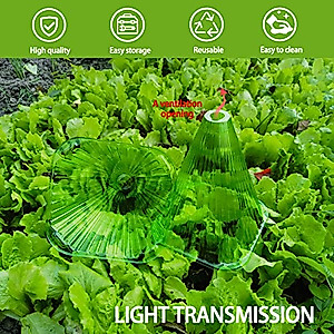 25 Pack Garden Cloches for Plants - Reusable Plant Bell Cover Outdoor with 50 Tent Stakes Protect Plants from Birds, Squirrels, Frost, Hail. (Green)